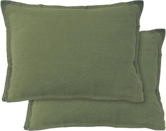 Matt & Rose Lot de 2 Taies doreiller 50x70 cm Uni Passion Lin | 100% Lin Lav&eacute; | Oeko-TEX Standard 100 | Sauge