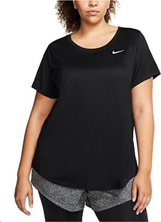 Nike Nike W NK Dry Leg Tee Crew Plus T-Shirt, Noir/Blanc, 5X-Large Femme