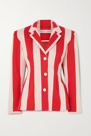 Rowen Rose Blazer Aus Einer Gestreiften Baumwollmischung - Rot