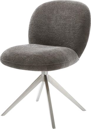 DELIFE Esszimmerstuhl Nube-Flex Kreuzgestell breit Edelstahl Boucl&eacute; Soft Schlamm 360&deg; drehbar Wippfunktion Taschenfederkern