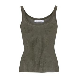 Max Mara Seidenripp-Top in Gr&uuml;n - - Tops - Damen - Gr&uuml;n - M