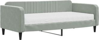 vidaXL Tagesbett mit Matratze Hellgrau 90x190 cm Samt Vidaxl