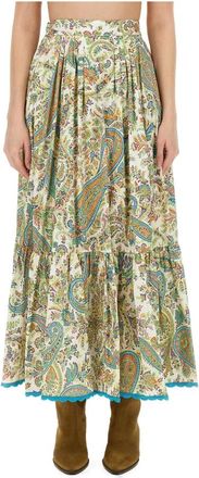 Etro Femme, Jupes, Vert, Taille: 36 FR Tiered Paisley Long Skirt