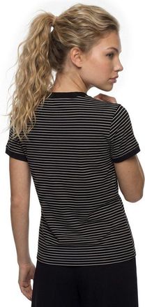 Guess T-Shirt CN GUMMY LACE LOGO STRIPED Logo mit Spitzenbesatz, Slim Fit