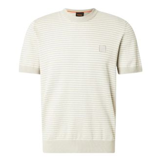 HUGO BOSS Homme, Tops, Beige, Taille: XL Ray&eacute; Col Rond Tricot T-Shirt