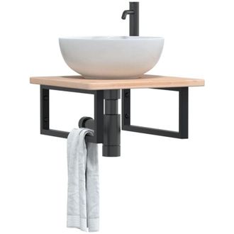 vidaXL Waschtischplatte mit Halterung Stahl und Massivholz Eiche vidaXL