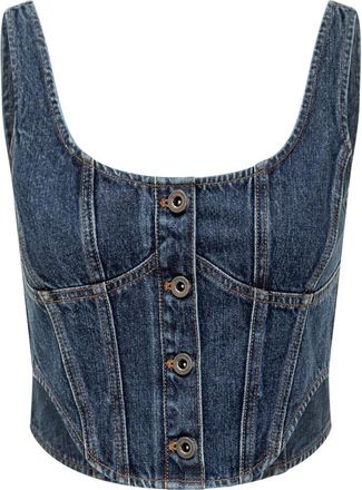 Self Portrait Femme, Tops, Bleu, Taille: 38 FR Haut Corset en Denim