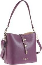 Pierre Cardin Sac &agrave; bandouli&egrave;re pour femme en cuir v&eacute;ritable Made in Italy 22x19,5x10,5 cm 1991, aubergine, Taille unique