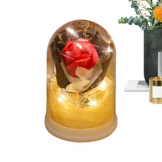 Generico Eternal Rose Night Light - -Dome-, LED-Rosenbouquet mit Licht, Infinity Flower Decor f&uuml;r Valentinstag, Geburtstag, Weihnachten, Mom, Wife, Girlfriend,