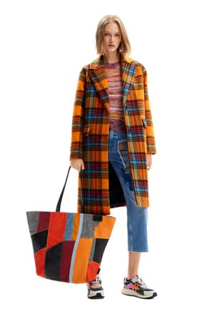 Desigual Damen WOMAN WOVEN OVERCOAT, Orange, L EU