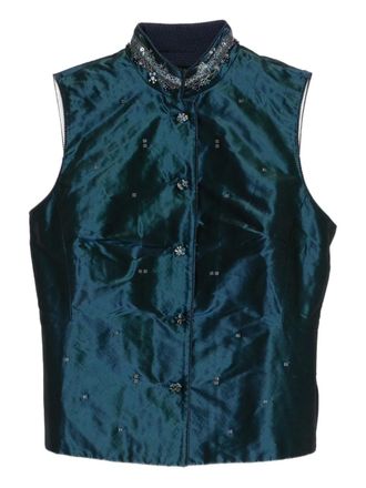 Shiatzy Chen gilet Scape-of-Curve &agrave; ornements - Bleu