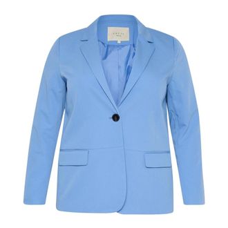 Kaffe Curve Femme, Vestes, Bleu, Taille: 46 FR Blazer Flow avec col en V et poches &agrave; rabat
