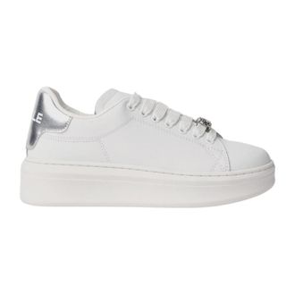 Ga&euml;lle Paris Wei&szlig;e Ledersneakers mit Silbernen Details - - Shoes - Damen - Wei&szlig; - 36 EU