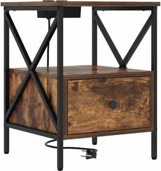 vidaXL Cabinet de chevet avec tiroir Ch&ecirc;ne fum&eacute; 41.5 x 40.5 x 55 cm Vidaxl