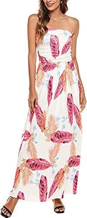 Onsoyours Robe Longue Femme Été Boho Grand Taille Maxi Robe Longue Chic Robe Longue Fleurie Elegant Decontractée Robe De Plage 2 Rouge XS