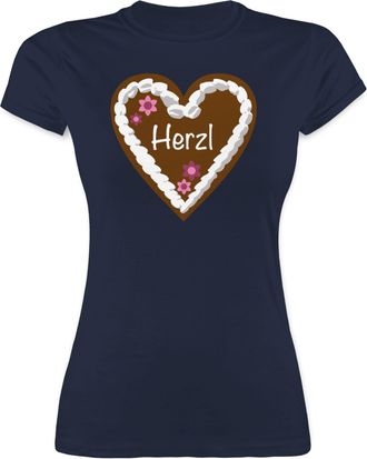 Shirtracer Shirt Damen - Kompatibel mit Oktoberfest - Lebkuchenherz Herzl - XL - Navy Blau - trachtenshirt Trachten t Shirts bayrische Herz Tracht Funshirts f&uuml;r 