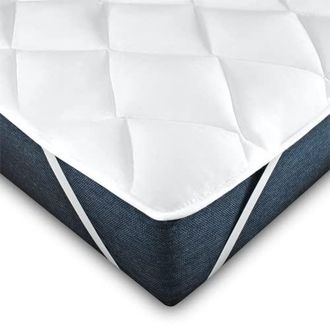 Mister Sandman Surmatelas 160 x 200 cm - &Eacute;paisseur 2 cm - Certifi&eacute; Oeko-TEX - Moelleux, Respirant, Lavable en Machine, Anti-acarien & Antibact&eacute;rien - 4 Coins &Eacute;lastiq