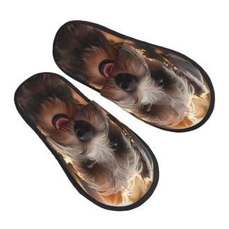 Generic Pantoufles En Coton Schnauzer Doux Slippers Lavables Hiver Chausson Pour Invit&eacute; Voyage Femmes M
