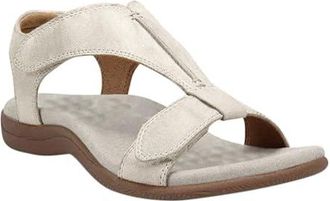 Minetom Femmes Sandales De Plage Faux Cuir Plates Été Bout Ouvert Solide Orthopédique Chaussures Décontractée Rome Gladiateur A Abricot 41 EU