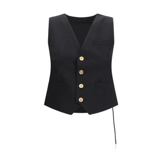 sacai Femme, Vestes, Noir, Taille: 40 FR Gilet en polyester avec d&eacute;tails de boutons