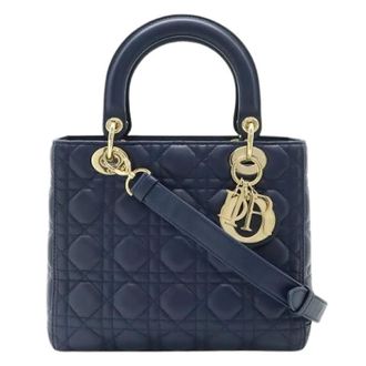 Dior Sac &agrave; main Lady Dior en cuir Cannage Pre-owned - Femme - Pre-owned - Bleu - Taille: ONE Size