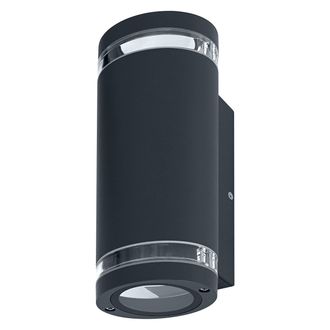 Ledvance LED Wandleuchte für 2x GU10 Leuchtmittel, Design Leuchte für Aussen, für 2-seitige indirekte Beleuchtung mit dursichtigen Ringen,aus Aluminium in dunk