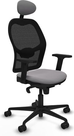 Piqueras y Crespo B&uuml;rostuhl mit 2D-Armen, h&ouml;henverstellbarer Lendenwirbelst&uuml;tze und festem Kopfteil, ausgestattet mit 5 Positionen und injiziertem Schaumstoff, Schwarz/