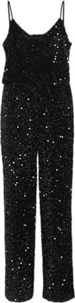 Vila Vila Neck S/L Sequin Jumpsuit/Vol Vifaith Combinaison &agrave; Paillettes col en V, Black Beauty, S Femmes