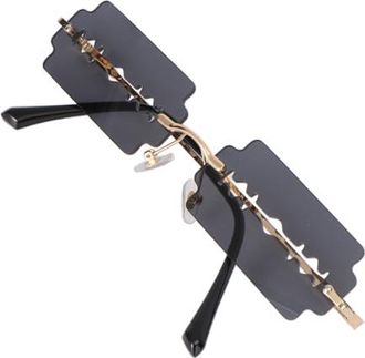 Supvox Lunettes de Soleil Creuses de Lame Monture M&eacute;tallique L&eacute;g&egrave;re Grise C1 Accessoires Festifs pour F&ecirc;te Halloween et D&eacute;guisement Lunettes de Soleil Origin