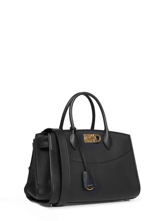 Ferragamo Womens Handbag Studio Soft Leather Black Calf Handbags Hand Bags