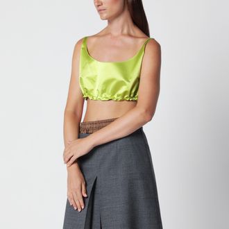 Prada Pistazienfarbenes Top aus Seidenduchesse