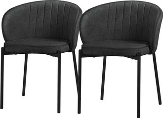 ML Design ML-Design Esszimmerst&uuml;hle 2er Set Anthrazit, K&uuml;chenst&uuml;hle mit Stoffbezug & Metallbeinen, Wohnzimmerstuhl mit R&uuml;ckenlehne, Polsterst&uuml;hle f&uuml;r Esszimmer 