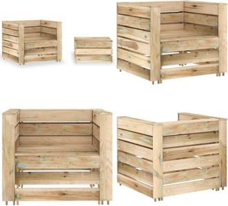 vidaXL Salon de jardin palette 2 pcs Bois de pin impr&eacute;gn&eacute; - Salon De Jardin - Mobilier De Jardin - Ensemble Canap&eacute; Pliable - Chaise Longue - Table Basse