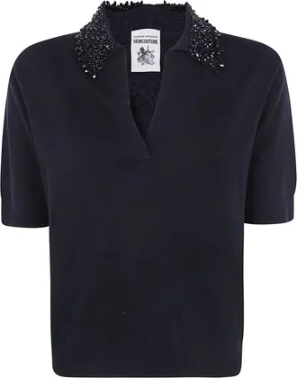 Semicouture Femme, Pulls, Noir, Taille: 40 FR V-neck Tricots