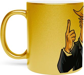 Fabulous Gold Chrom Keramik Becher - Donald Trump Pr&auml;sident USA Cartoon Humor USA - 325 ml