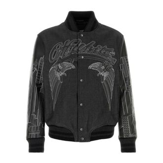 Off-white Homme, Vestes, Noir, Taille: L Skyline Leather Bomber Jacket
