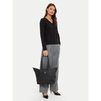 Tommy Hilfiger Handtasche Tommy Hilfiger Poppy Th Tote AW0AW15639 Schwarz