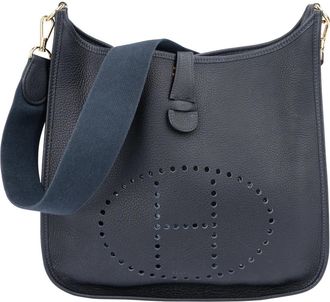 Herm&egrave;s Crossbody Bags - Hermes Bleu Clemence Leather Evelyne GM Crossbody - Gr. unisize - in Blau - f&uuml;r Damen