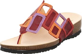 Think Damen Julia chromfrei gegerbte nachhaltige Pantolette, Rosso/Kombi 5000