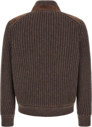 Brunello Cucinelli Suede and Ribbed Knit Hybrid Jacket - brown