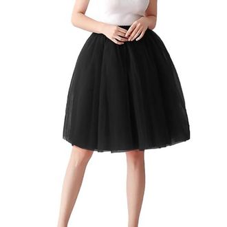 Generic Jupe en tulle pour femme - L&eacute;g&egrave;rement opaque - Avec taille haute &eacute;lastique - &Eacute;l&eacute;gante - Couleur unie - Jupe midi rockabilly - Jupe midi - Pour carnava