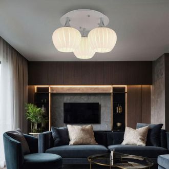 Globo Lighting Deckenlampe Deckenleuchte Wohnzimmerleuchte E27 3-Flammig Glas weiß verchromt