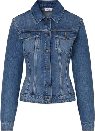 Liu Jo Femme, Vestes, Bleu, Taille: 38 FR Veste en jean d&eacute;lav&eacute; avec la&ccedil;age au dos