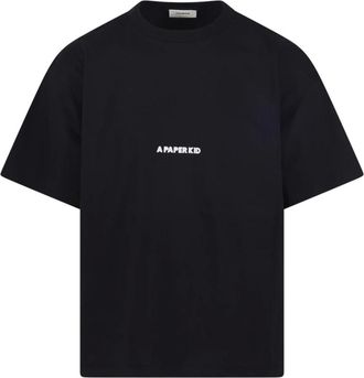 A Paper Kid Homme, Tops, Noir, Taille: M Nero/T-Shirt Noir