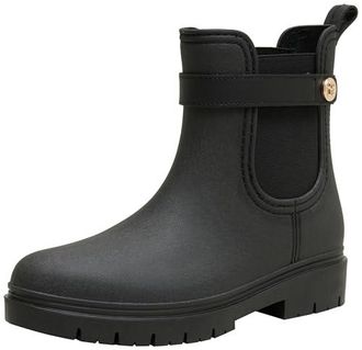 Tommy Hilfiger Bottes de Pluie Femme Rubberised Rainboot Déperlantes, Noir (Black), 36