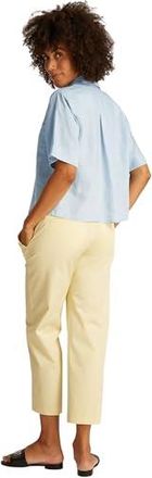 Tommy Hilfiger Chemise Femme Linen Relaxed Manches Courtes, Bleu (Breezy Blue), 34