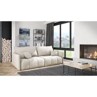 Fun M&ouml;bel Sofa 3-Sitzer mit Schlaffunktion morgano Stoff Abriamo Creme