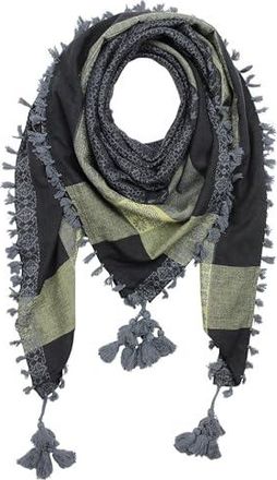 Freak Scene Foulard élégamment détaillé au style Pali - noir - gris - 120 x 120 cm - motif 3 - Shemagh - foulard Arafat palestinien - keffieh en coton