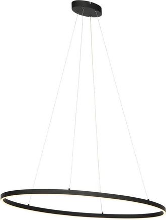 QAZQA Ovallo - led Dimmable Suspension variateur inclus - 1 lumi&egrave;re - l 100 cm - Noir - Design - &eacute;clairage int&eacute;rieur - Salon i Chambre i Cuisine i Salle &agrave;