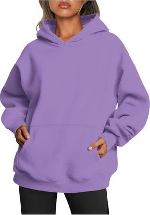 Generic Sweat &agrave; capuche dhiver pour femme, grande taille, doublure en polaire, chandail &agrave; capuche confortable, v&ecirc;tements dhiver, violet, XL